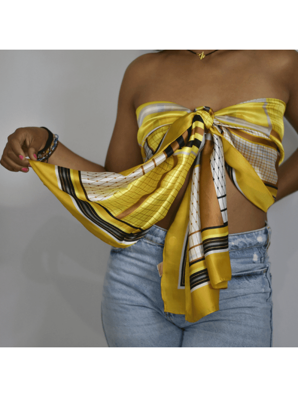 Foulard Jaune Motifs Ethnique - Foulards XL | Foulards Imprimés